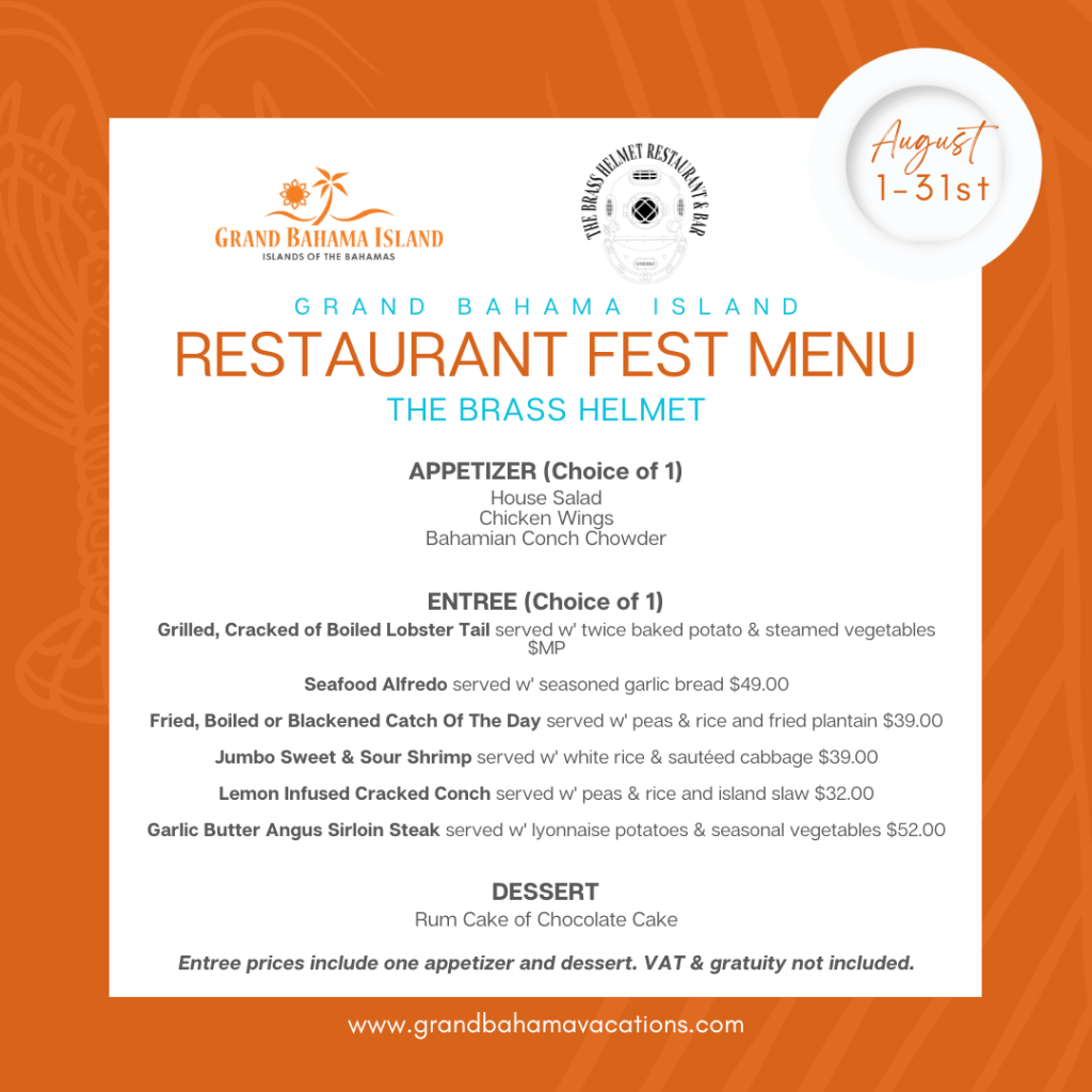 Grand Bahama Restaurant Fest 2023 Participating Restaurants Menus ...